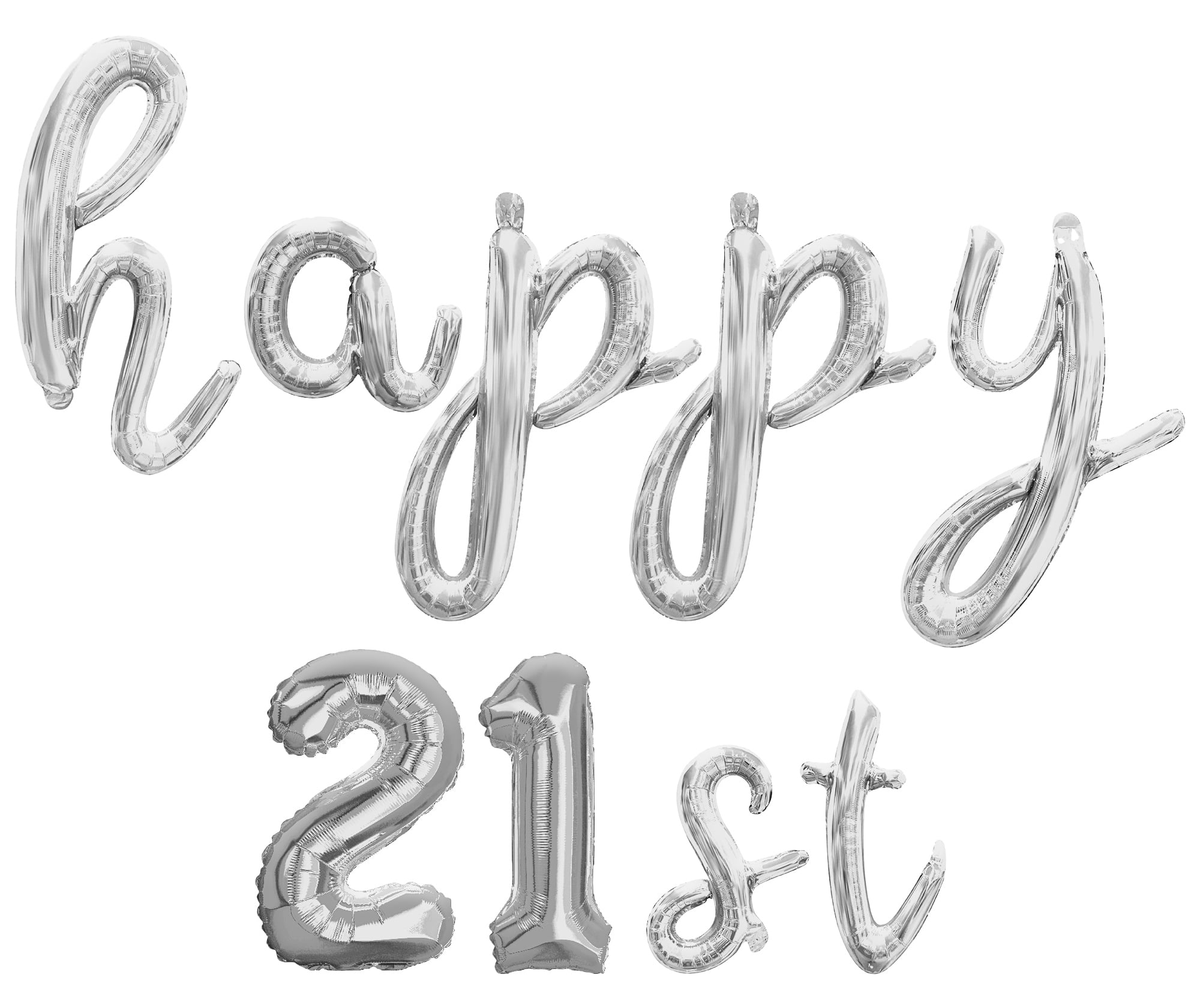 Cursive Script Letter Balloons - HAPPY 21ST 16" Inch Alphabet Letters ...