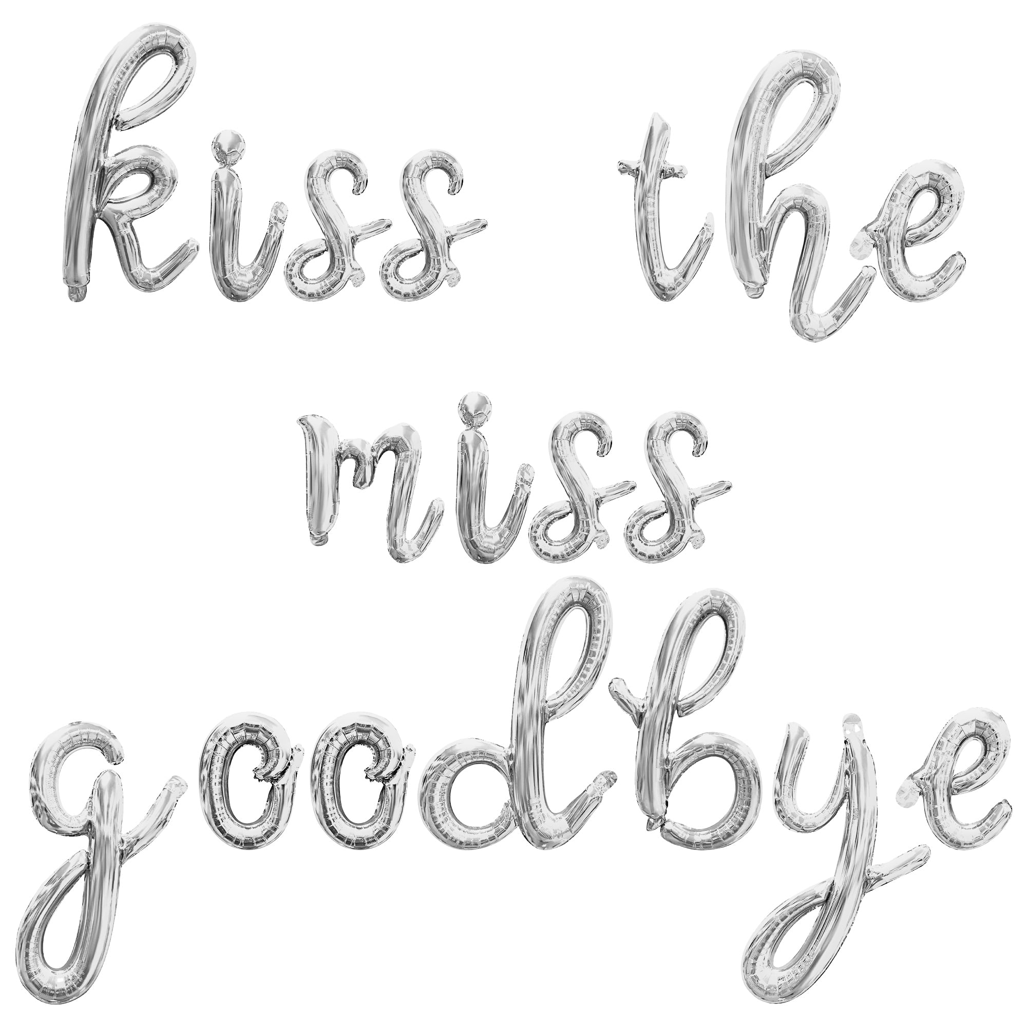 Cursive Script Letter Balloons - KISS THE MISS GOODBYE 16" Inch ...