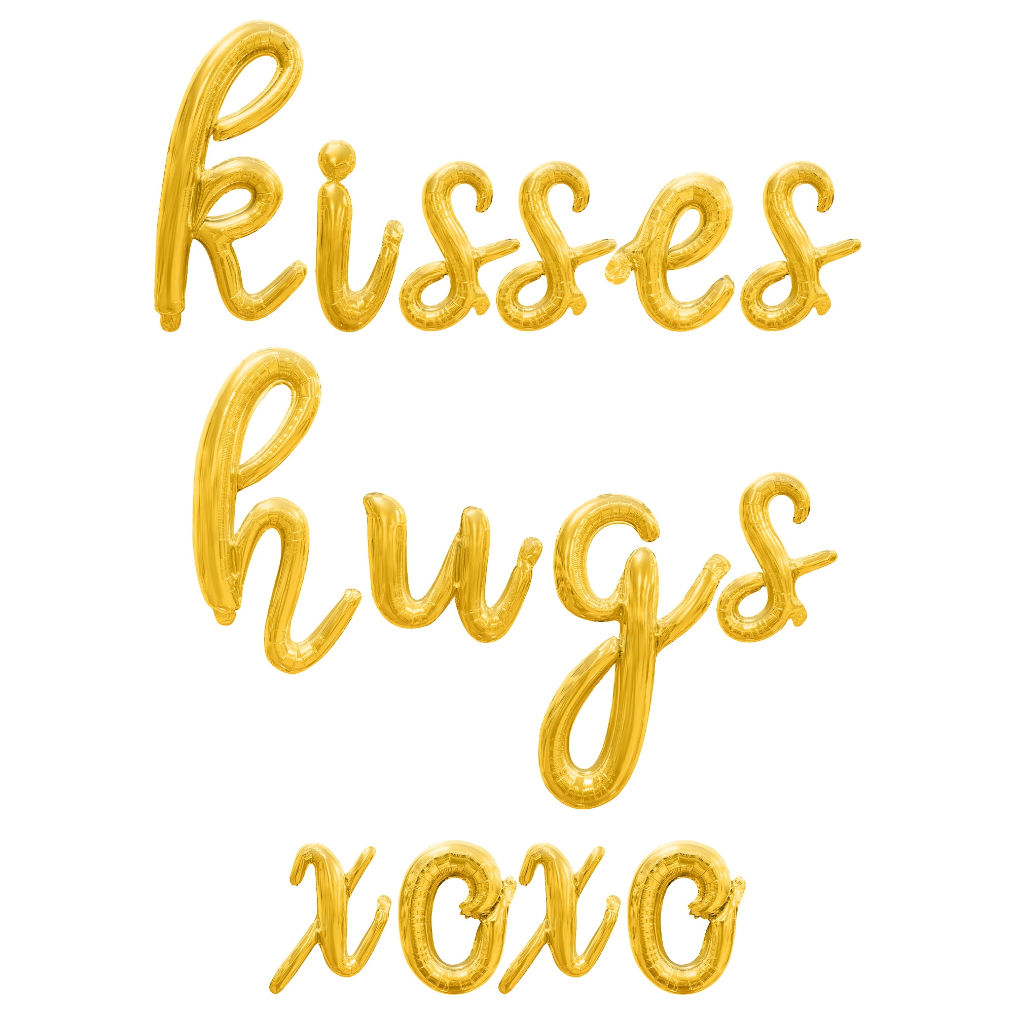 Cursive Script Letter Balloons - KISSES HUGS XOXO 16" Inch Alphabet ...