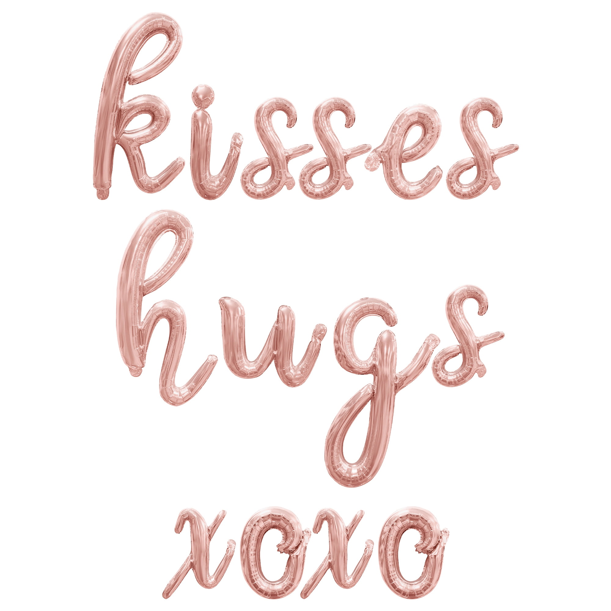 Cursive Script Letter Balloons - KISSES HUGS XOXO 16" Inch Alphabet ...