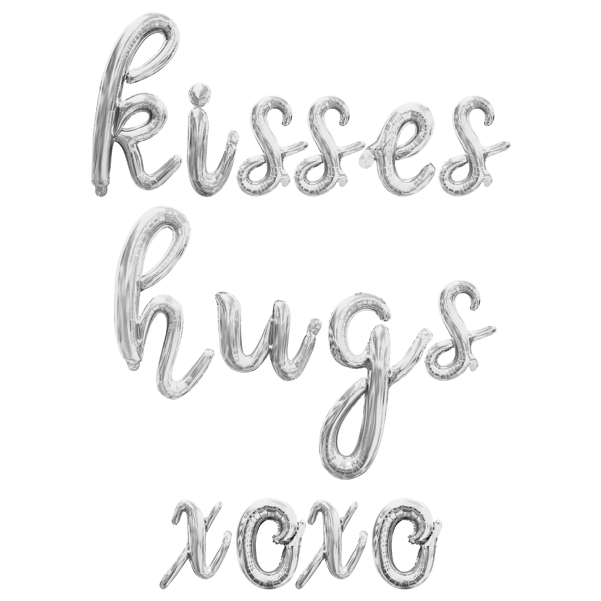 Cursive Script Letter Balloons - KISSES HUGS XOXO 16" Inch Alphabet ...