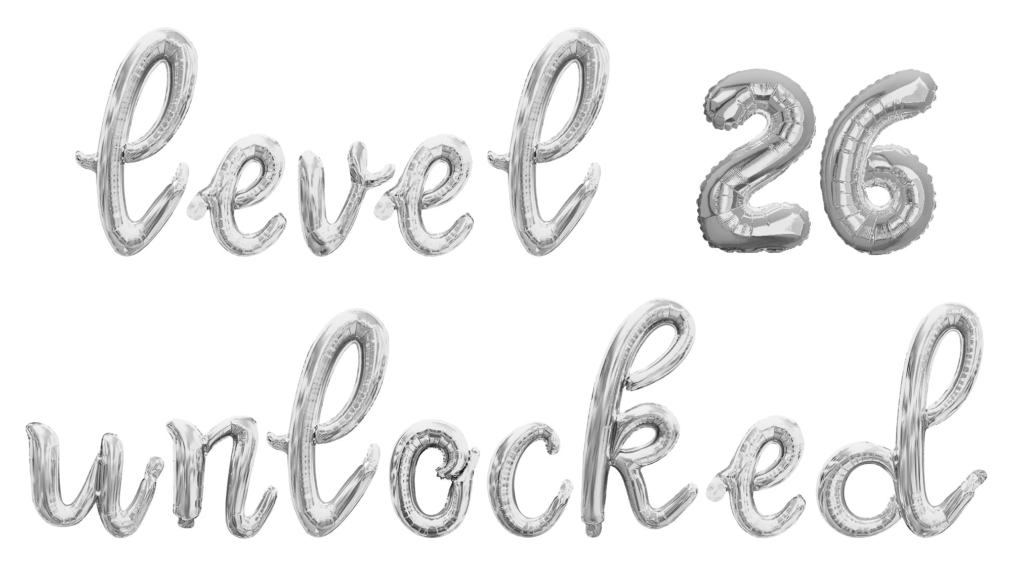 Cursive Script Letter Balloons - LEVEL 26 UNLOCKED 16" Inch Alphabet ...