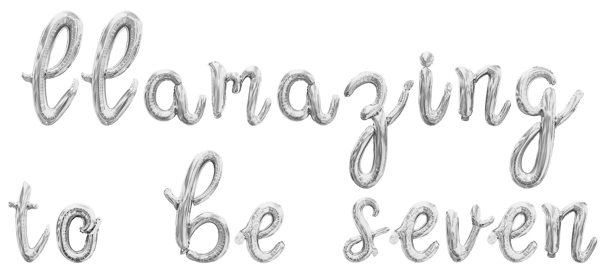 Cursive Script Letter Balloons - LLAMAZING TO BE SEVEN 16" Inch ...