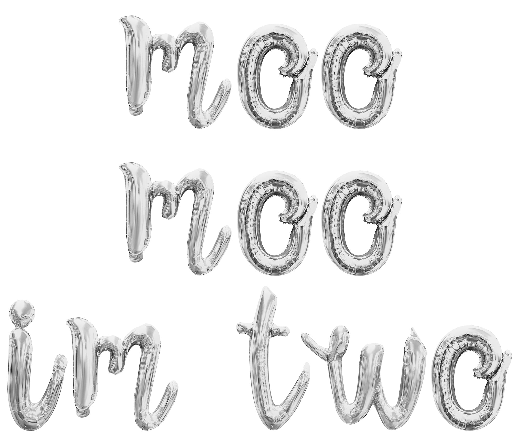 Cursive Script Letter Balloons - MOO MOO IM TWO 16" Inch Alphabet ...
