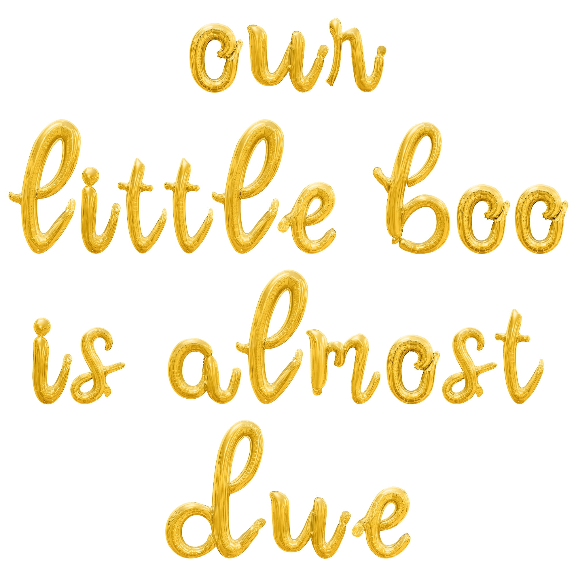 Cursive Script Letter Balloons - OUR LITTLE BOO IS ALMOST DUE 16" Inch ...