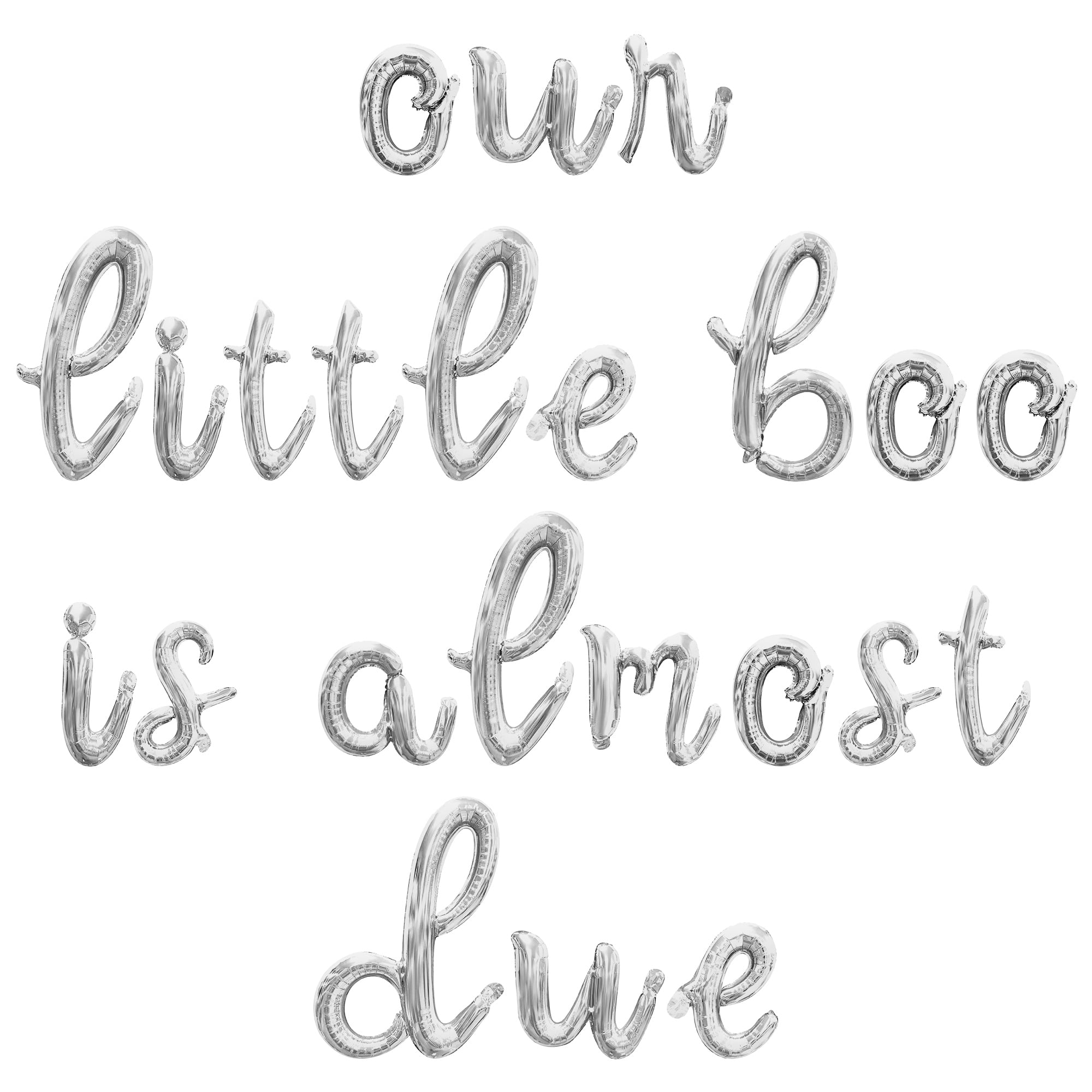 Cursive Script Letter Balloons - OUR LITTLE BOO IS ALMOST DUE 16" Inch ...