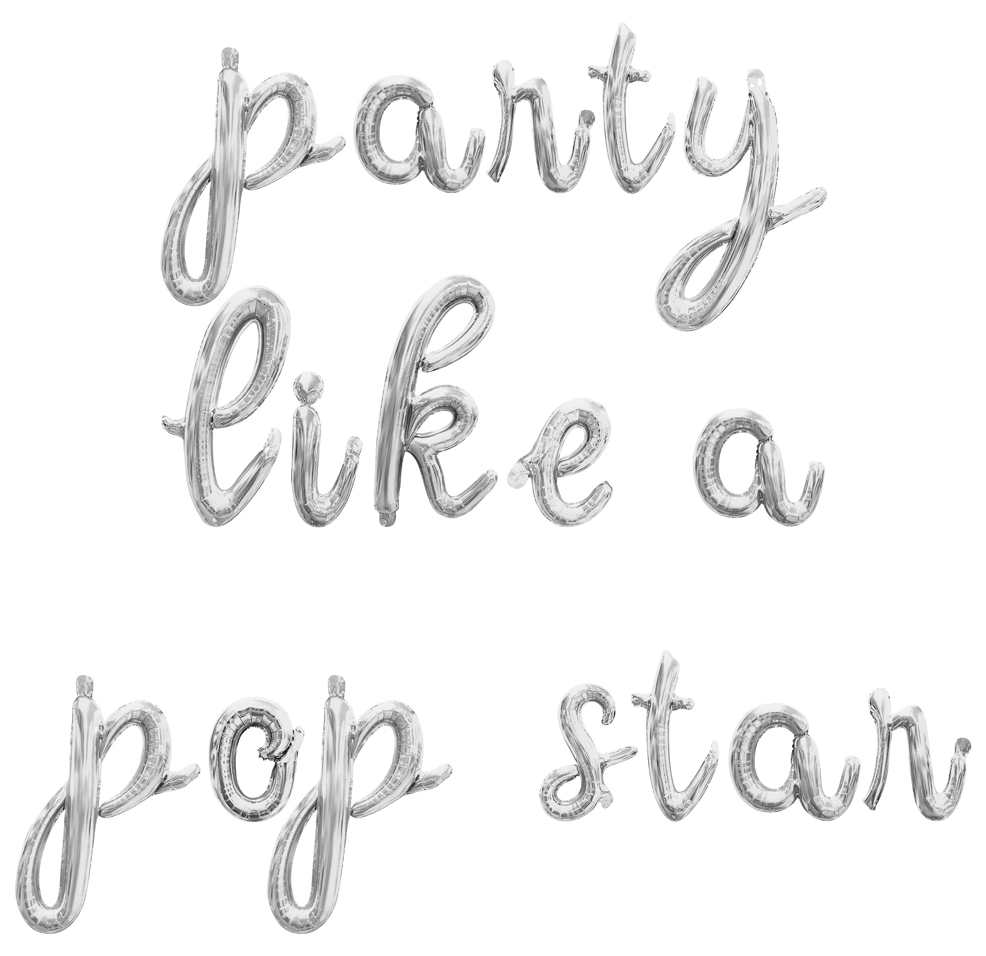 Cursive Script Letter Balloons - PARTY LIKE A POP STAR 16" Inch ...