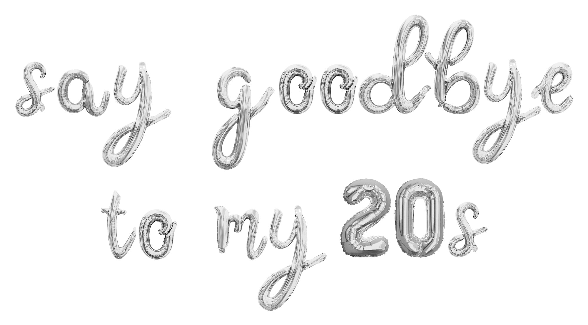 Cursive Script Letter Balloons - SAY GOODBYE TO MY 20S 16" Inch ...