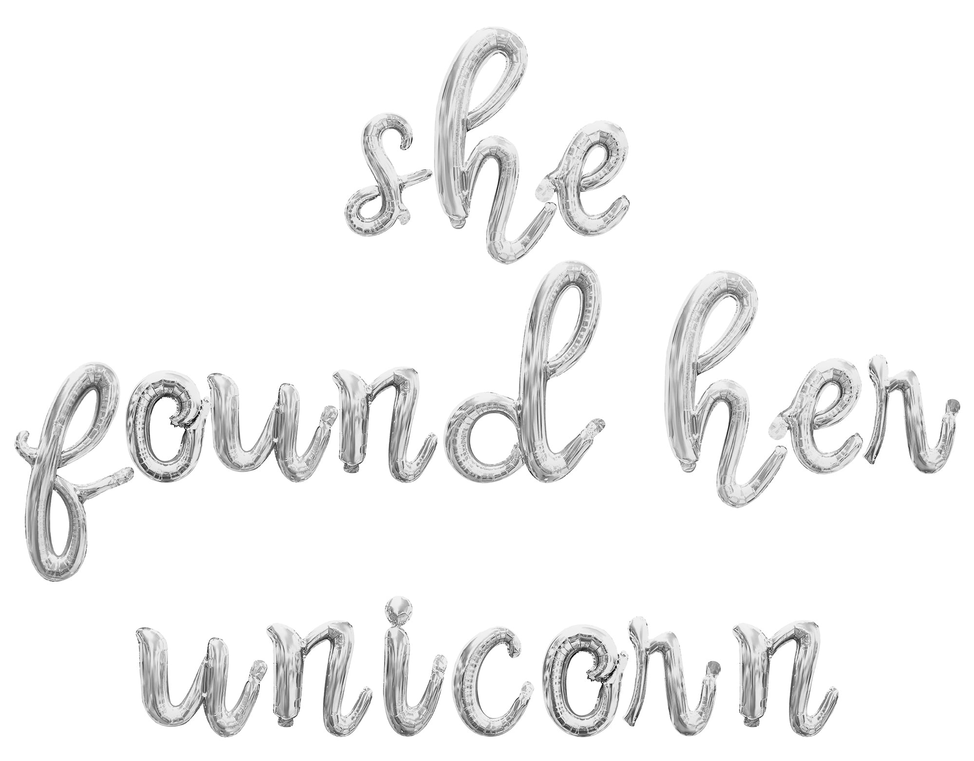 Cursive Script Letter Balloons - SHE FOUND HER UNICORN 16" Inch ...