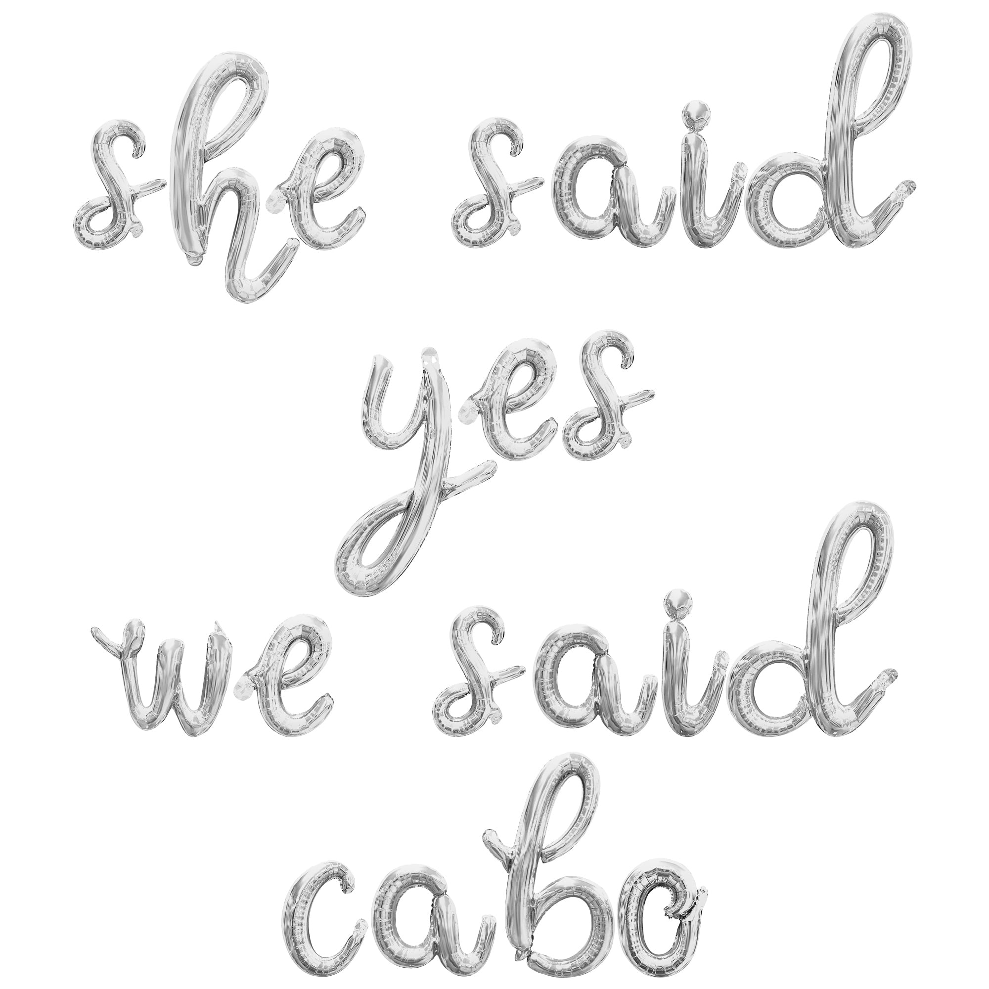 Cursive Script Letter Balloons - SHE SAID YES WE SAID CABO 16" Inch ...