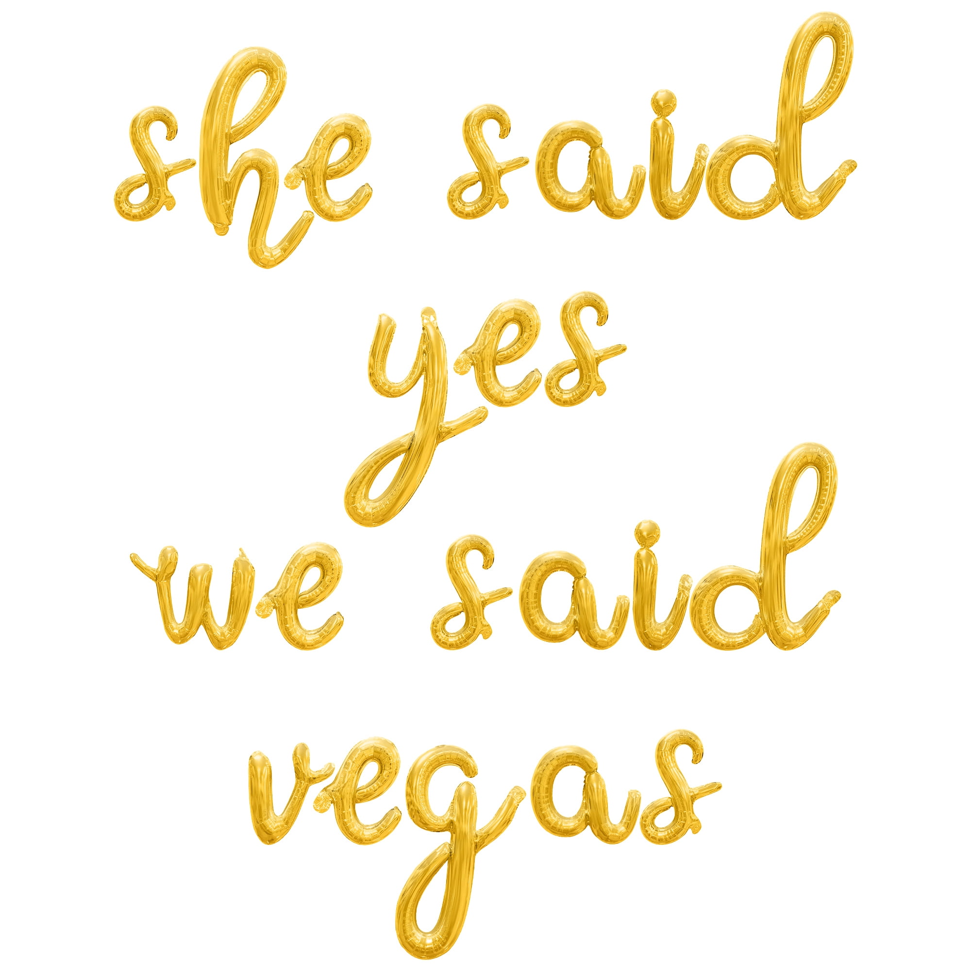 Cursive Script Letter Balloons - SHE SAID YES WE SAID VEGAS 16" Inch ...