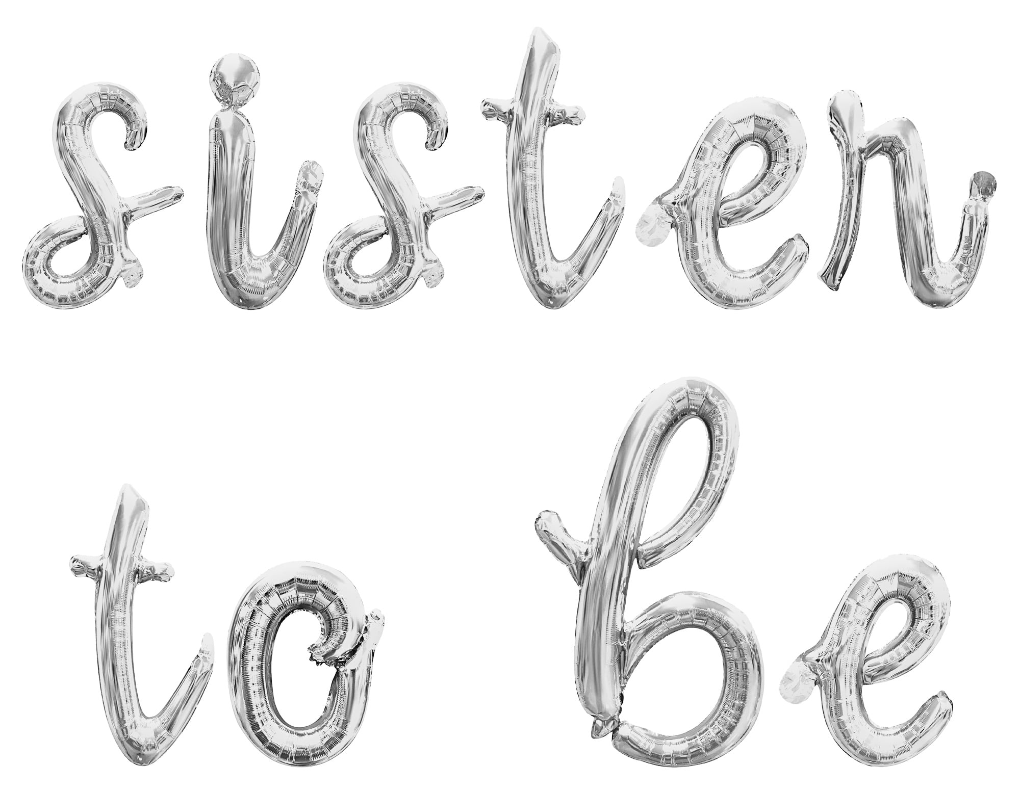 Cursive Script Letter Balloons - SISTER TO BE 16" Inch Alphabet Letters ...