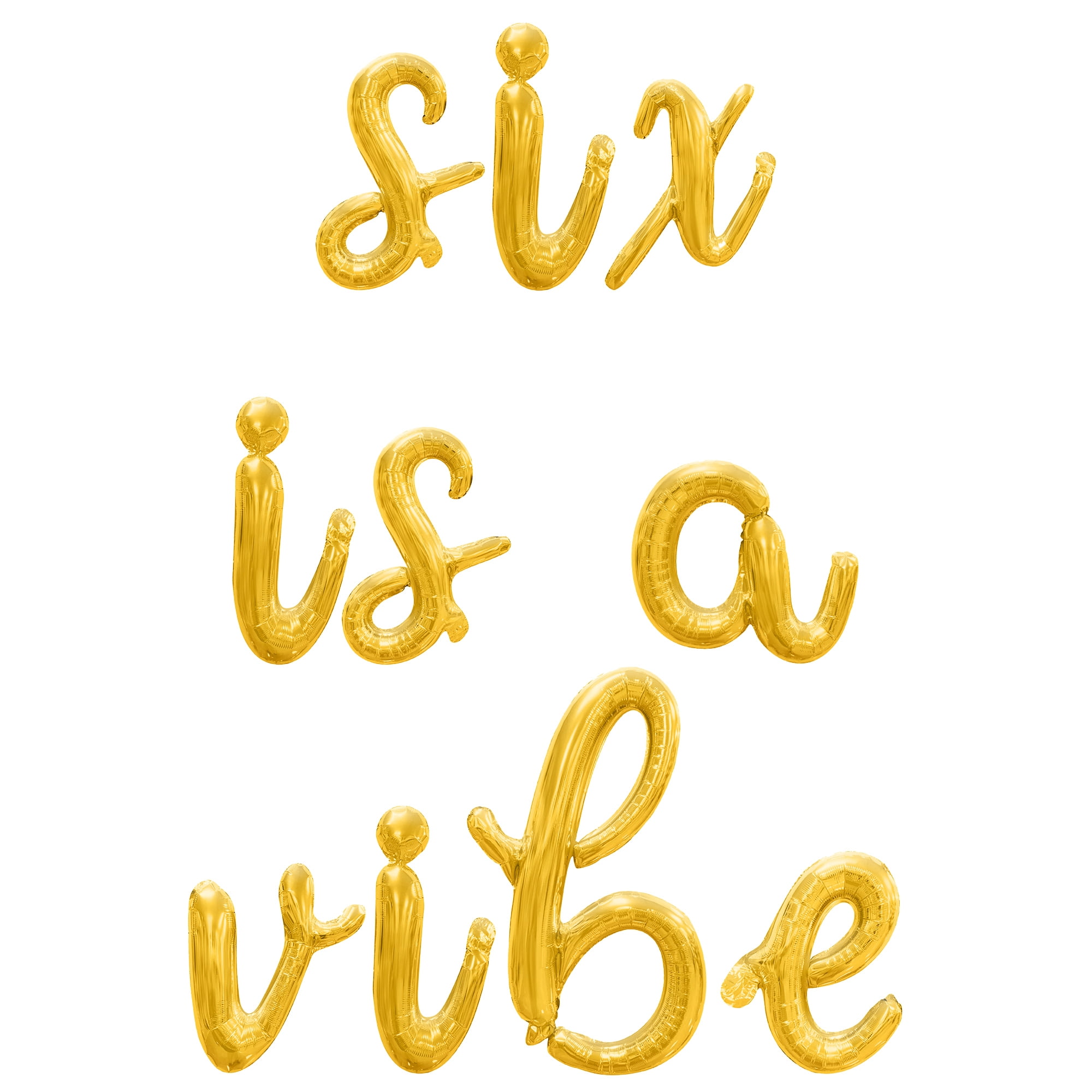 Cursive Script Letter Balloons - SIX IS A VIBE 16" Inch Alphabet ...