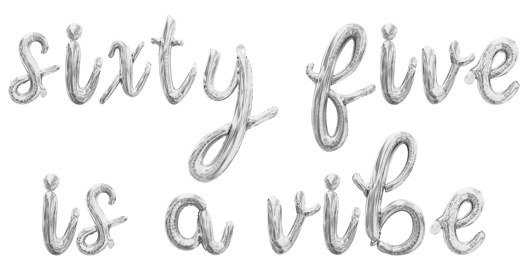 Cursive Script Letter Balloons - SIXTY FIVE IS A VIBE 16" Inch Alphabet ...