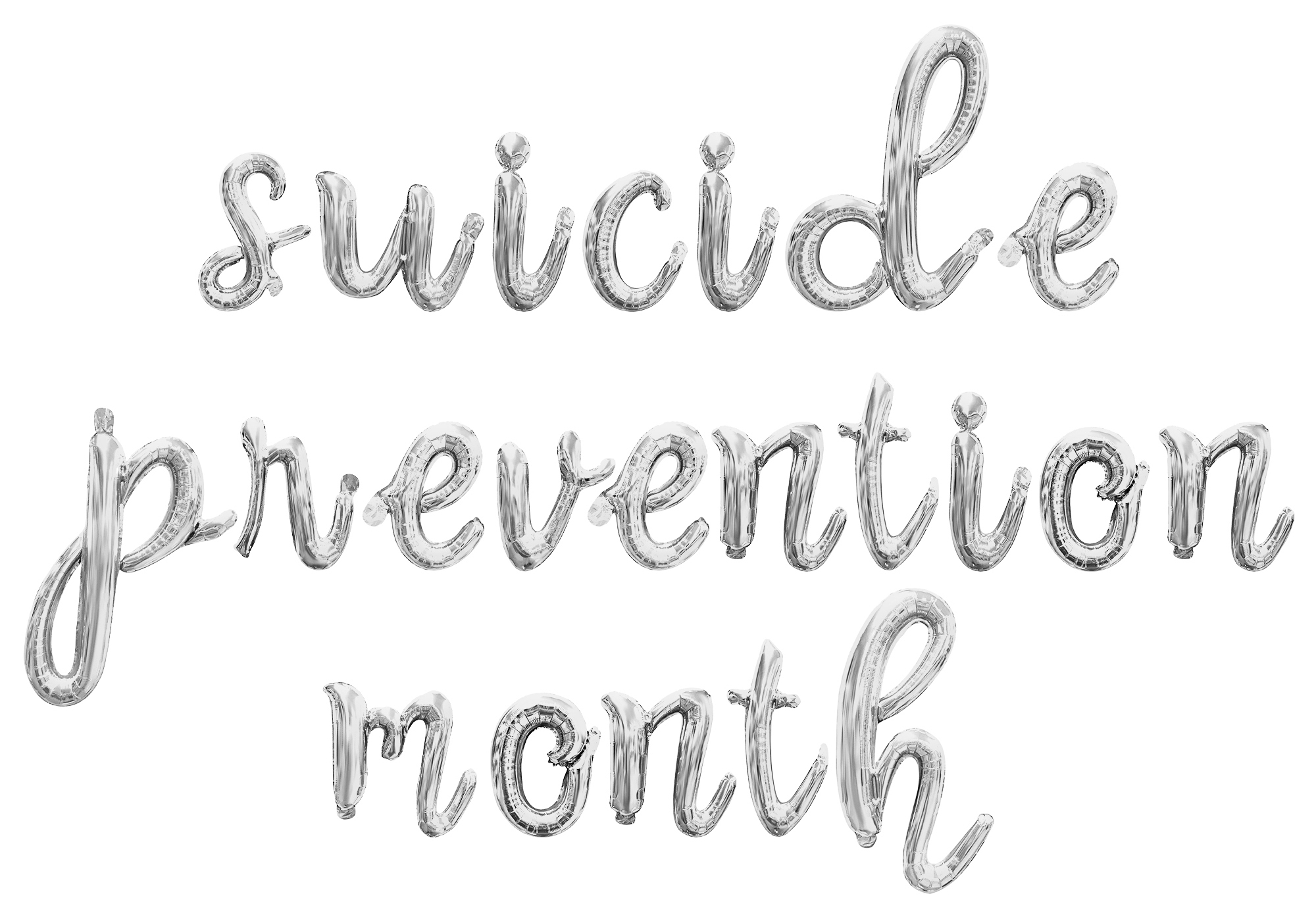 Cursive Script Letter Balloons - SUICIDE PREVENTION MONTH 16" Inch ...