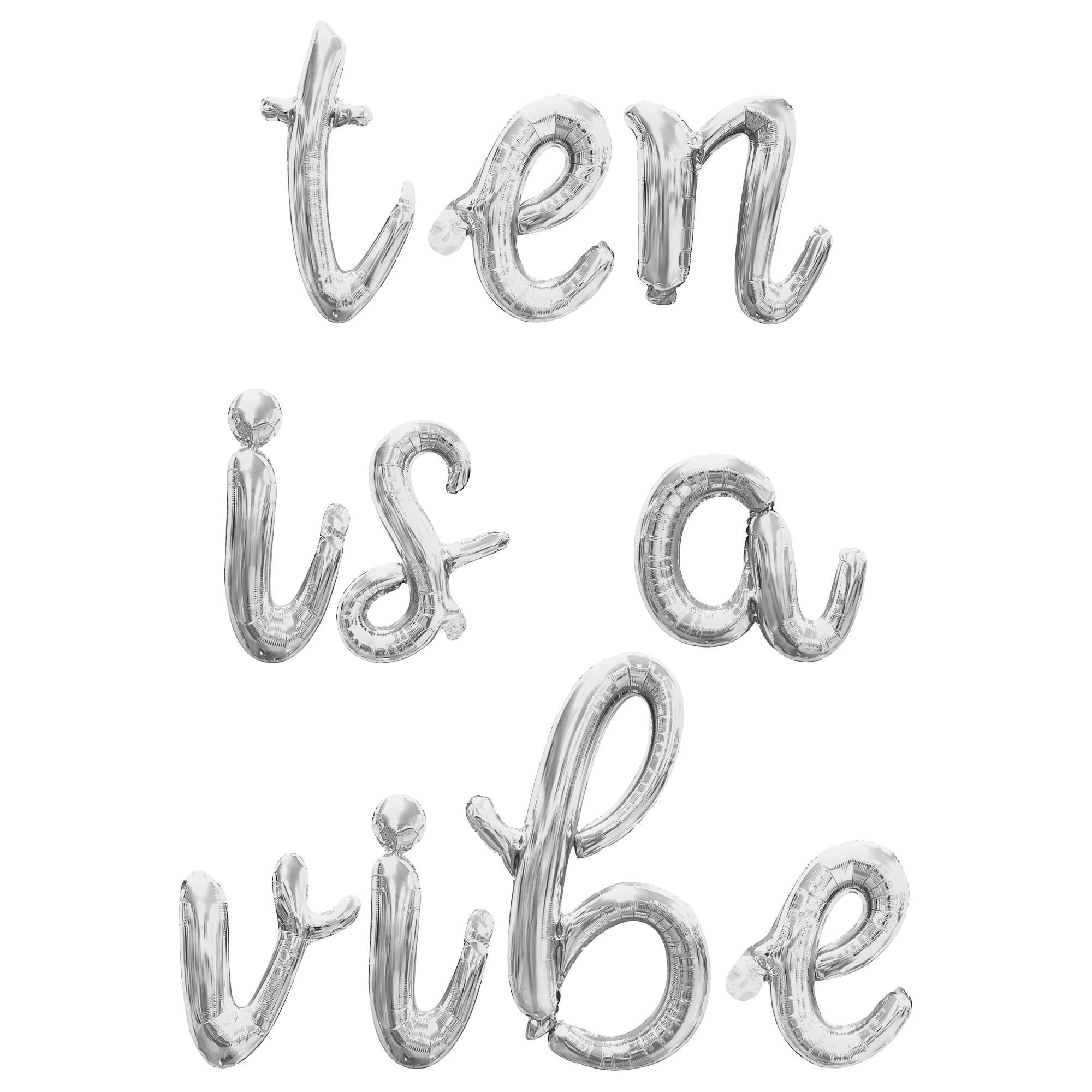 Cursive Script Letter Balloons - TEN IS A VIBE 16" Inch Alphabet ...