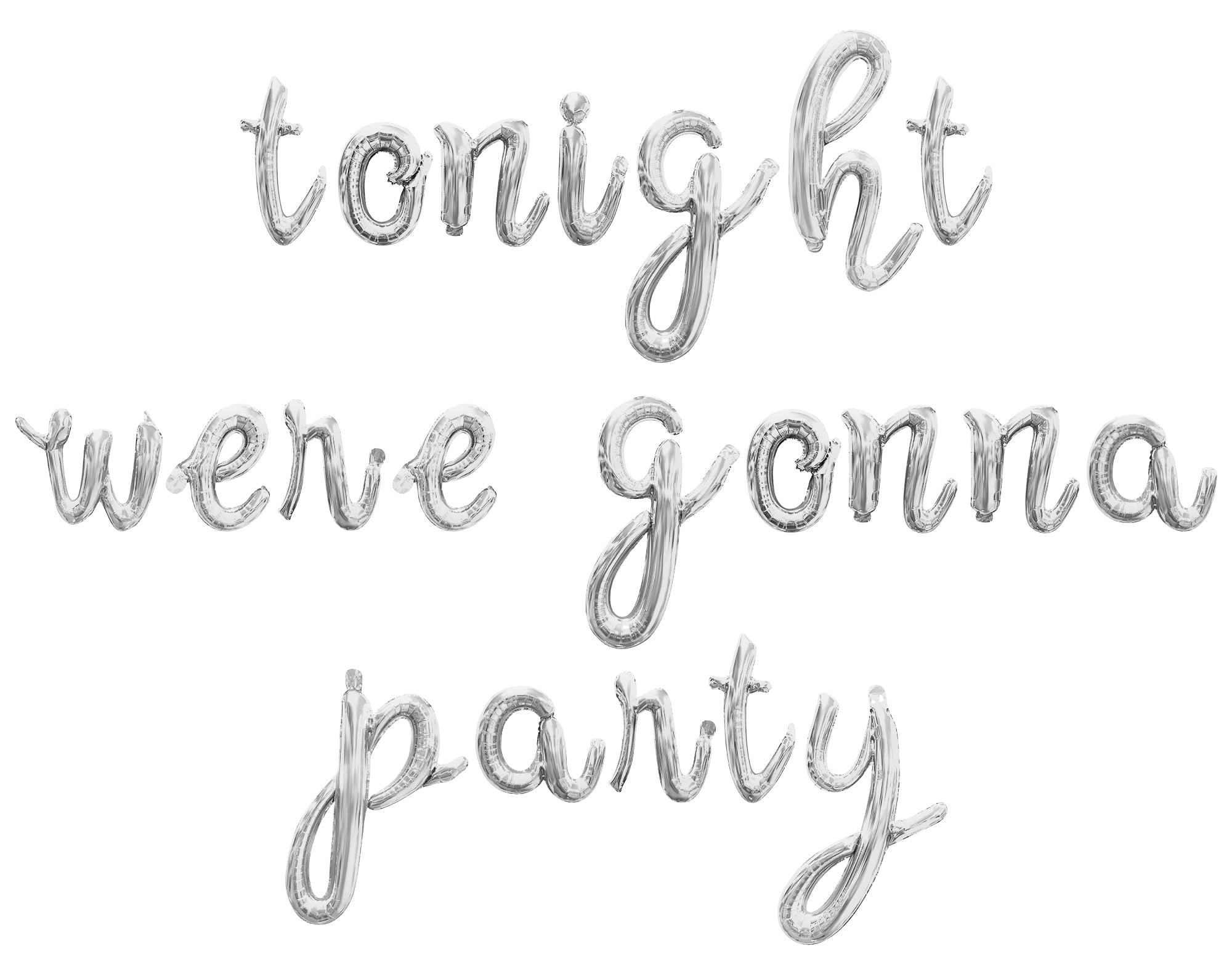 Cursive Script Letter Balloons - TONIGHT WERE GONNA PARTY 16" Inch ...