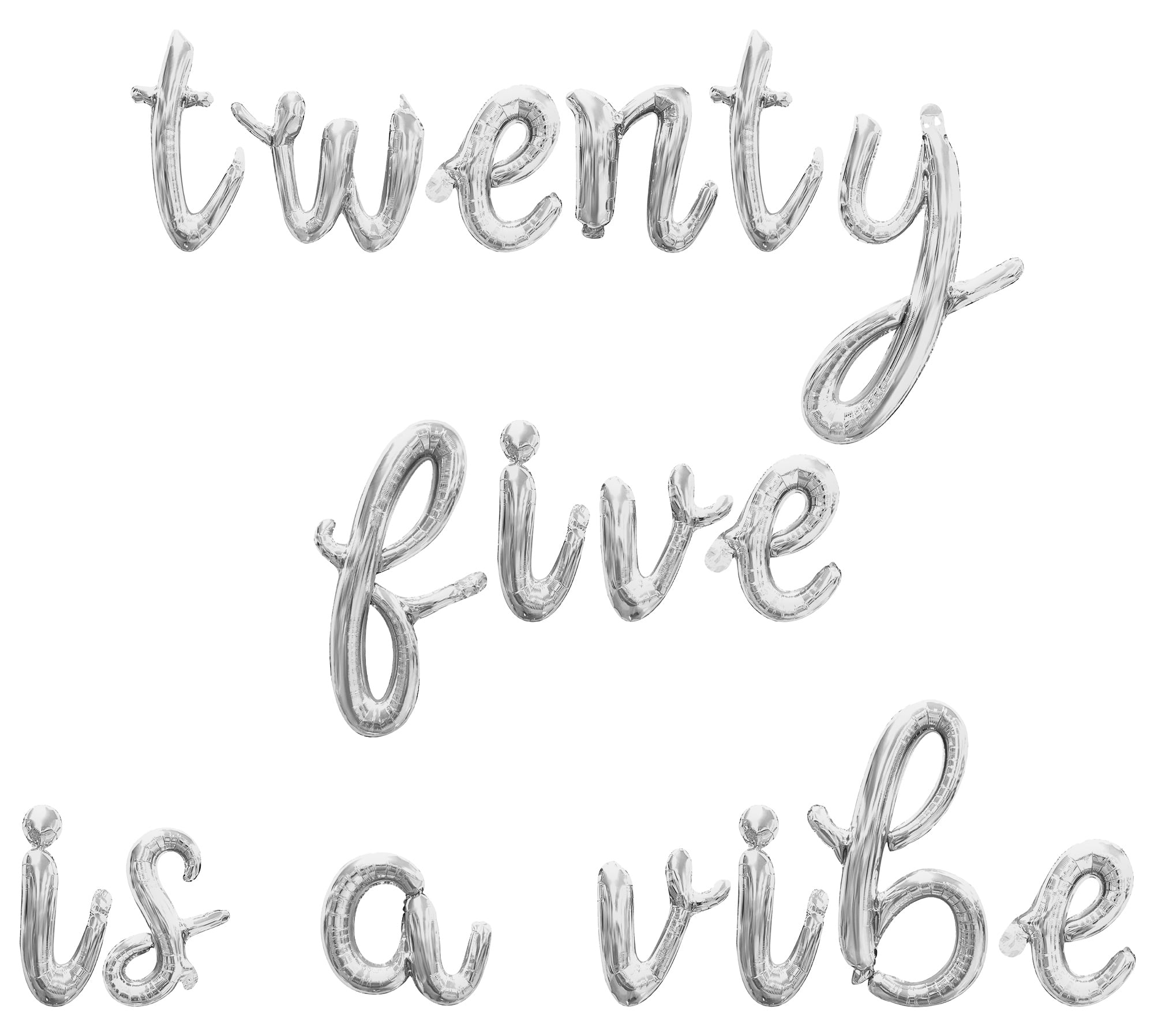 Cursive Script Letter Balloons - TWENTY FIVE IS A VIBE 16" Inch ...