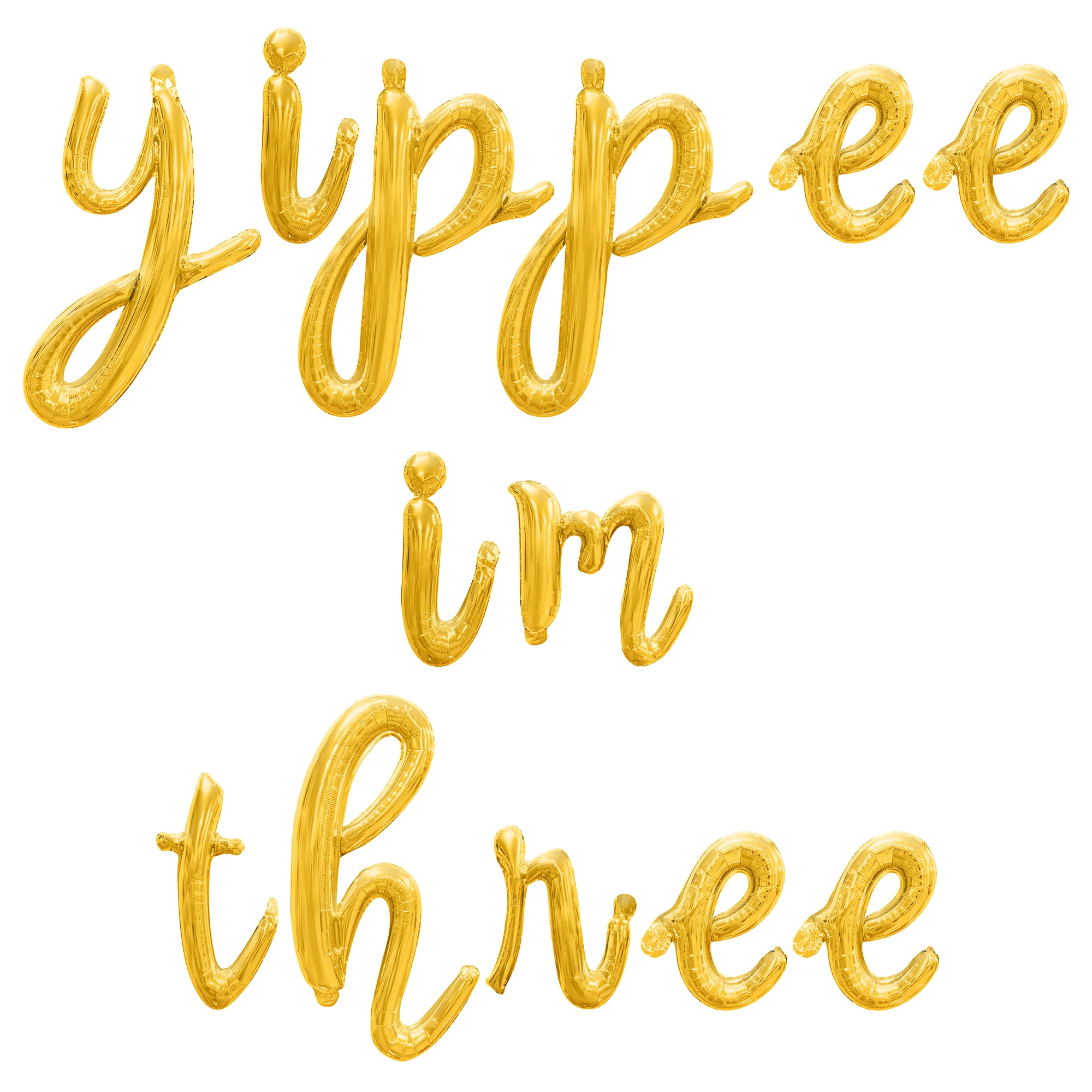 Cursive Script Letter Balloons - YIPPEE IM THREE 16" Inch Alphabet ...