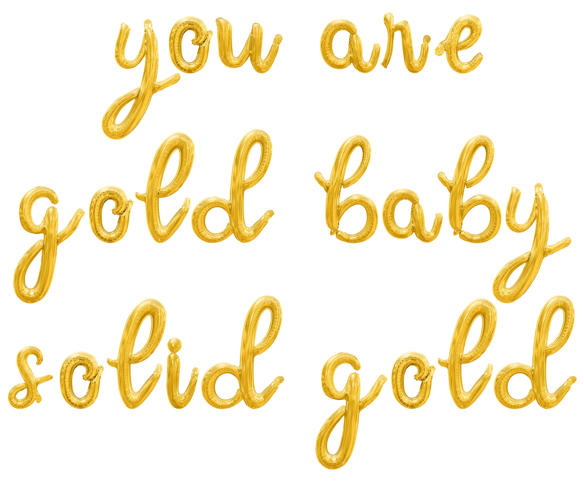 Cursive Script Letter Balloons - YOU ARE GOLD BABY SOLID GOLD 16" Inch ...