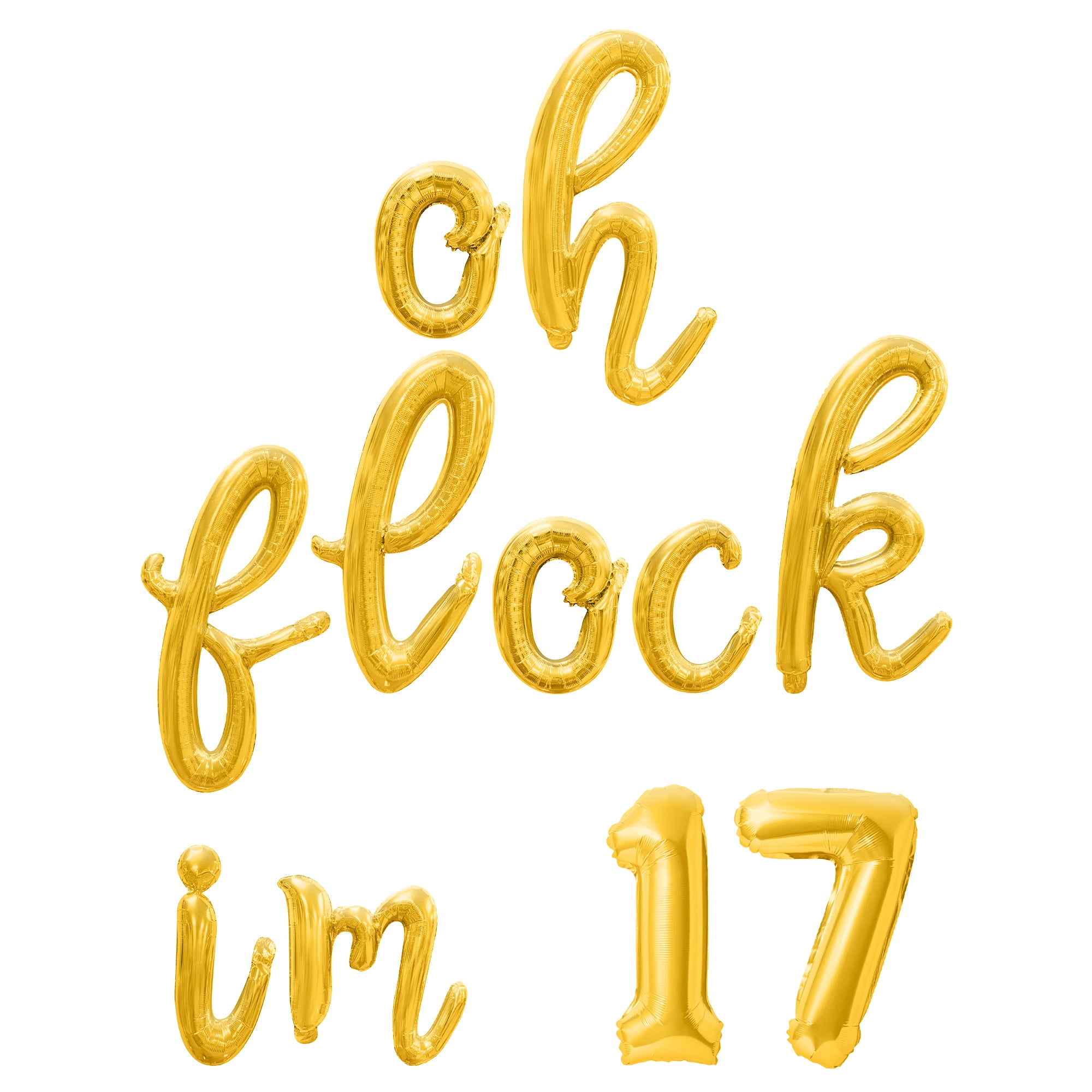 Cursive Script Letter & Number Balloons - OH FLOCK IM 17 16" Inch ...