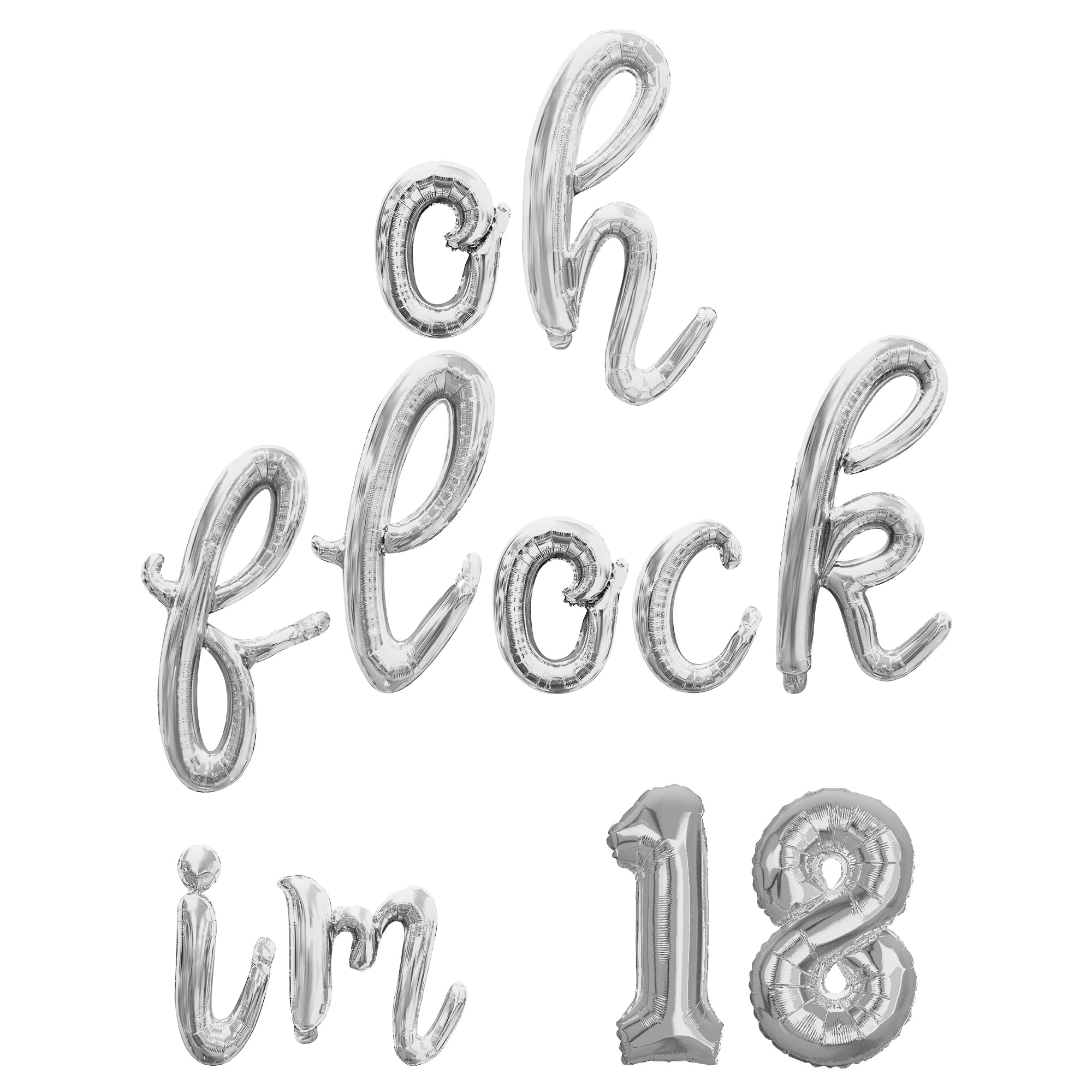 Cursive Script Letter & Number Balloons - OH FLOCK IM 18 16" Inch ...
