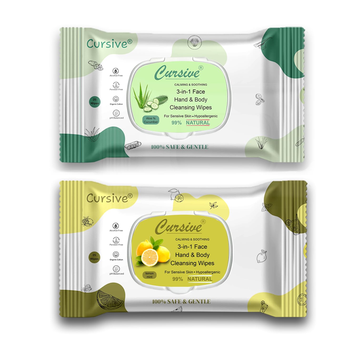 Cursive Soft Moisturizing Cotton Wet Tissue for Face Hand Body Makeup ...