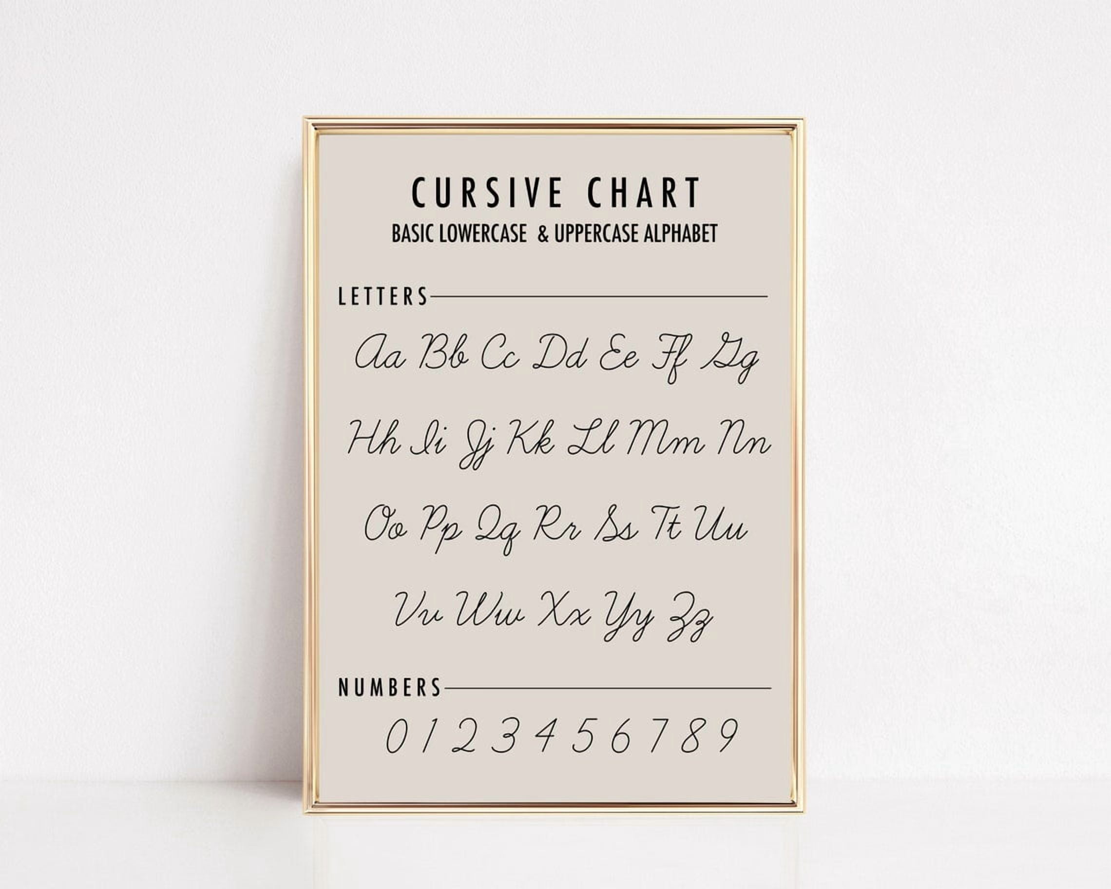 Cursive Writing Alphabet Chart Educational Wall Art, Stretched Canvas ...
