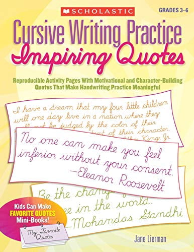 Pre-Owned Cursive Writing Practice: Inspiring Quotes: Reproducible ...