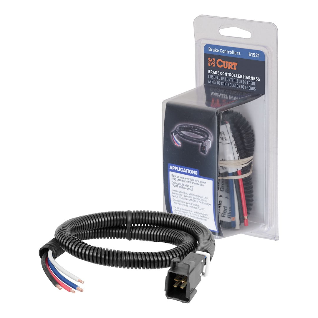 Curt 51531 Brake Control Harness Univ 1 Plug w/Pigtail Includes 24" 12 ...