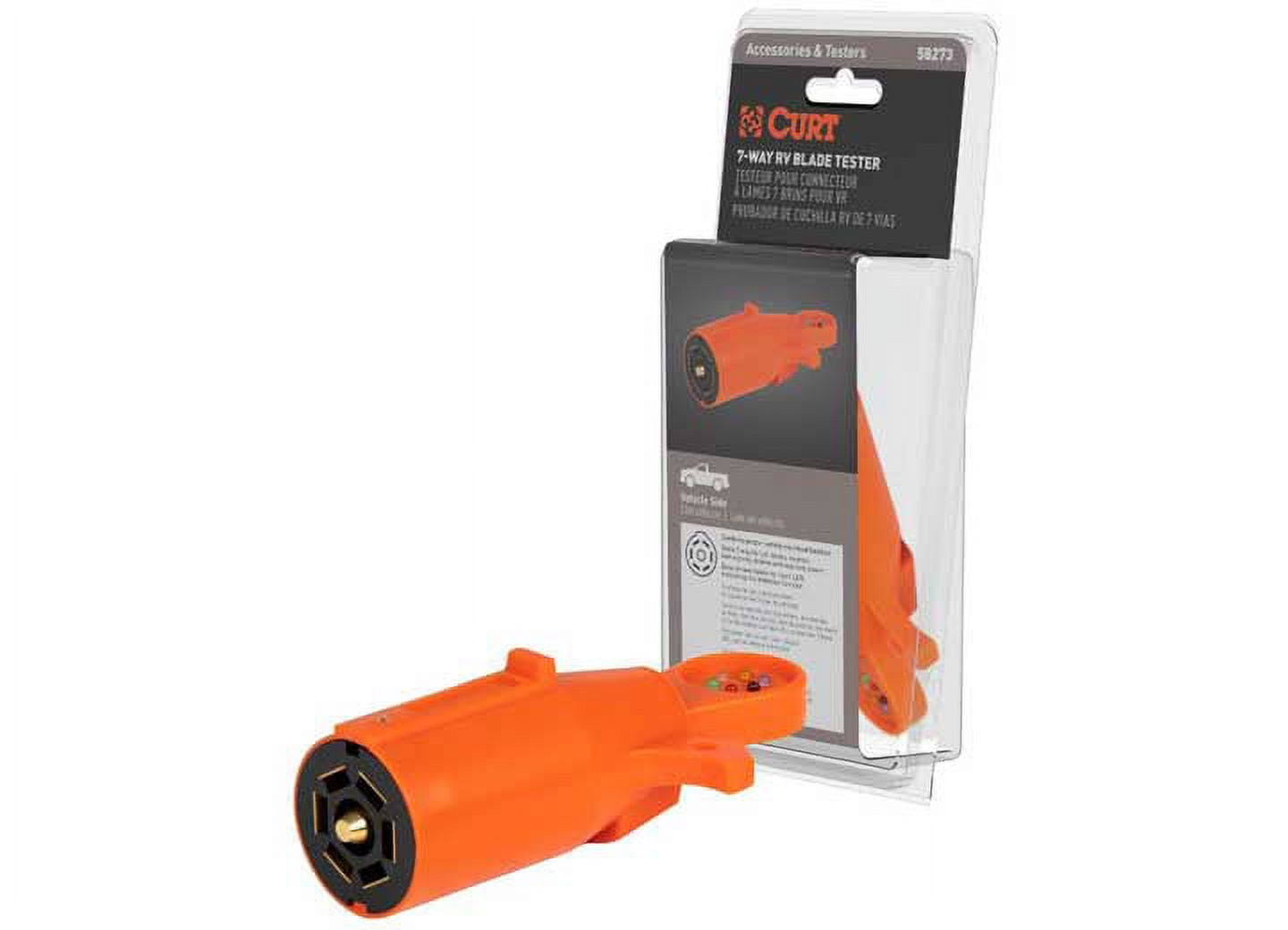 Curt 58273 Connector Tester, 7-Way RV Blade, Constructed w/LED Lights ...