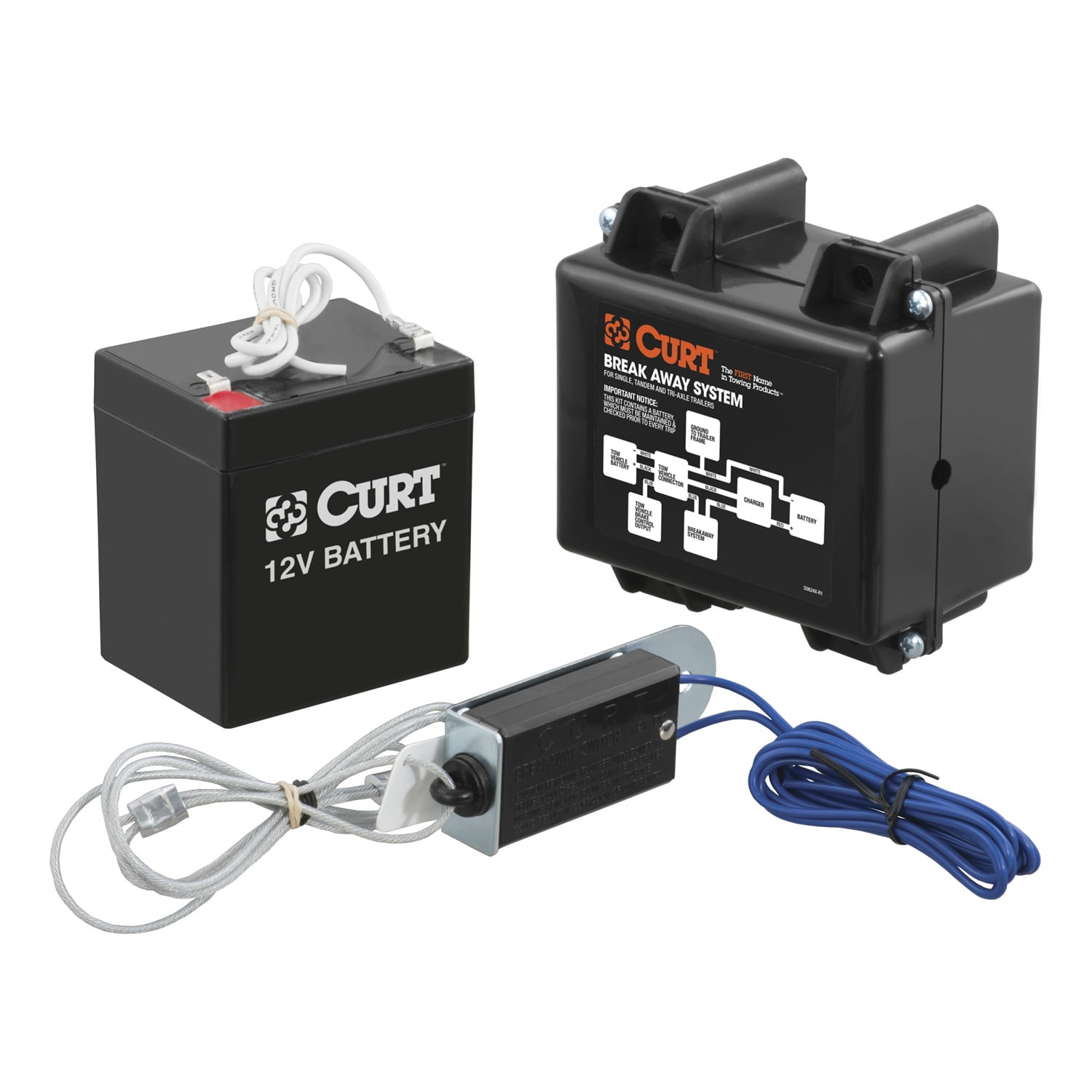 CURT 52041 Soft-Trac 1 Trailer Breakaway Switch Kit System with Battery ...