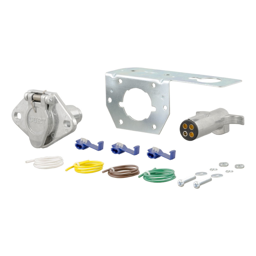 CURT 58677 Vehicle-Side and Trailer-Side 4-Pin Round Wiring Harness ...