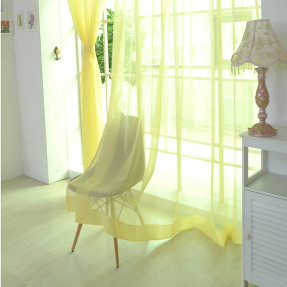Curtain,1 PCS Pure Color Tulle Door Window Curtain Drape Panel Sheer ...