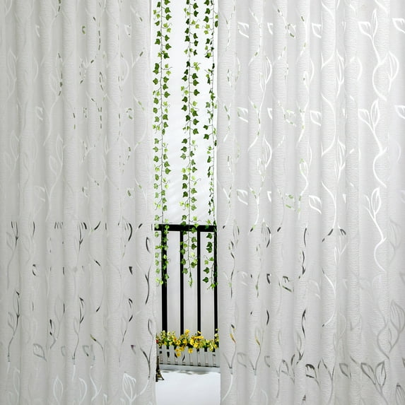 Curtain,1 PCS Vines Leaves Tulle Door Window Curtain Drape Panel Sheer ...