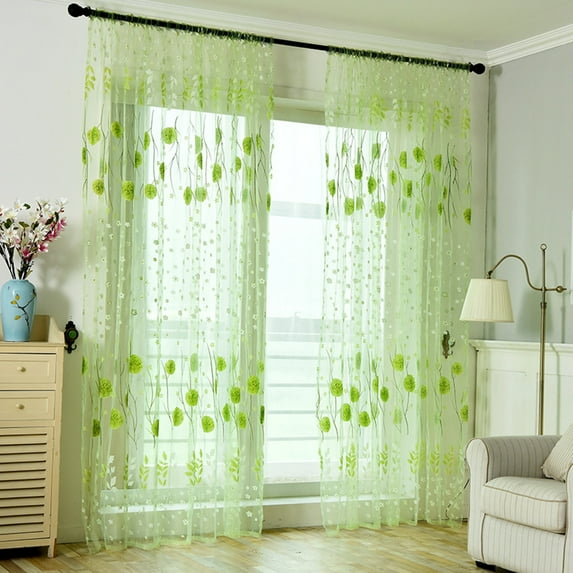 Curtain,39‘’X78.7‘’ Window Screen Decoration Cluster Flower Tulle ...