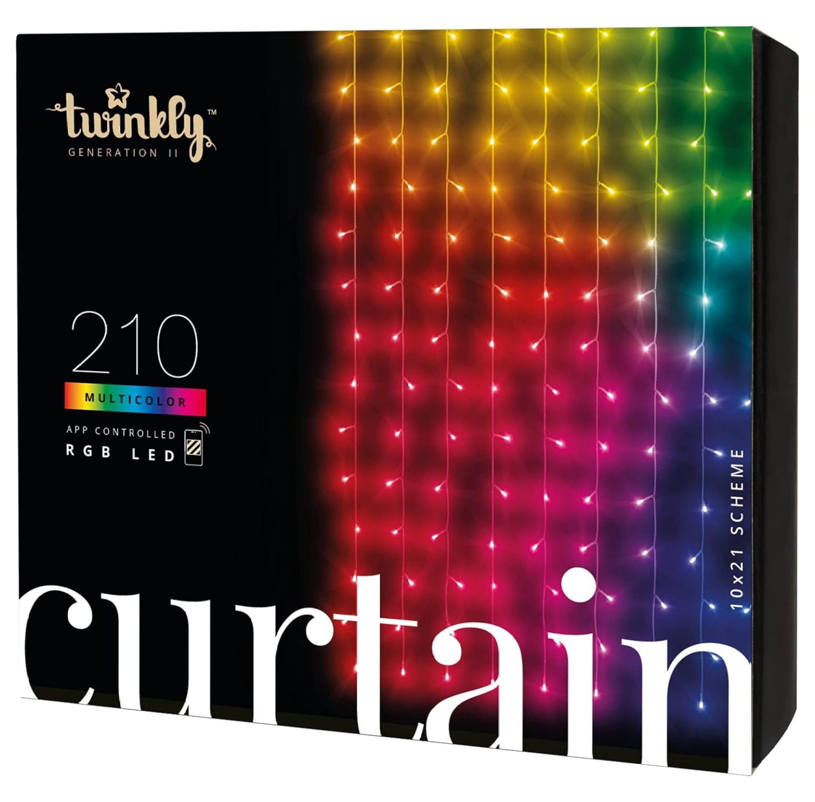 Curtain 5x7ft LED RGB, Outdoor and Indoor 210 LED Light Chain, Smart Multicolor RGB LED Lights ...