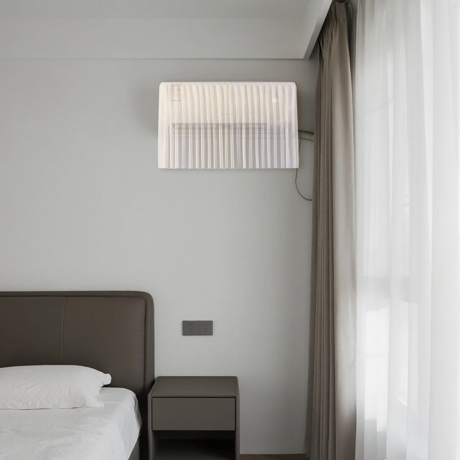 Curtain, Air Conditioner Wind Deflector Curtain Floral Design Polyester ...