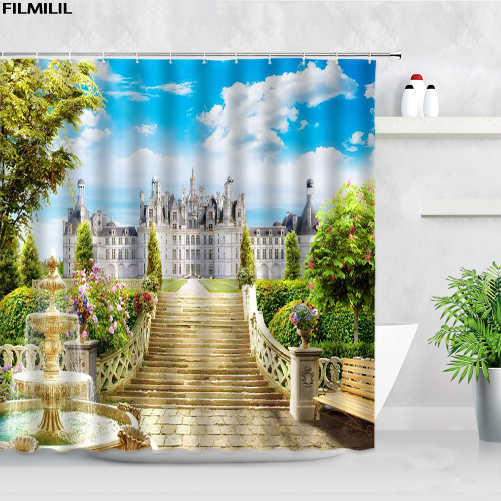 Curtain Bath Cloth Decor Wall Backdrop Home Style European Retro Sets ...