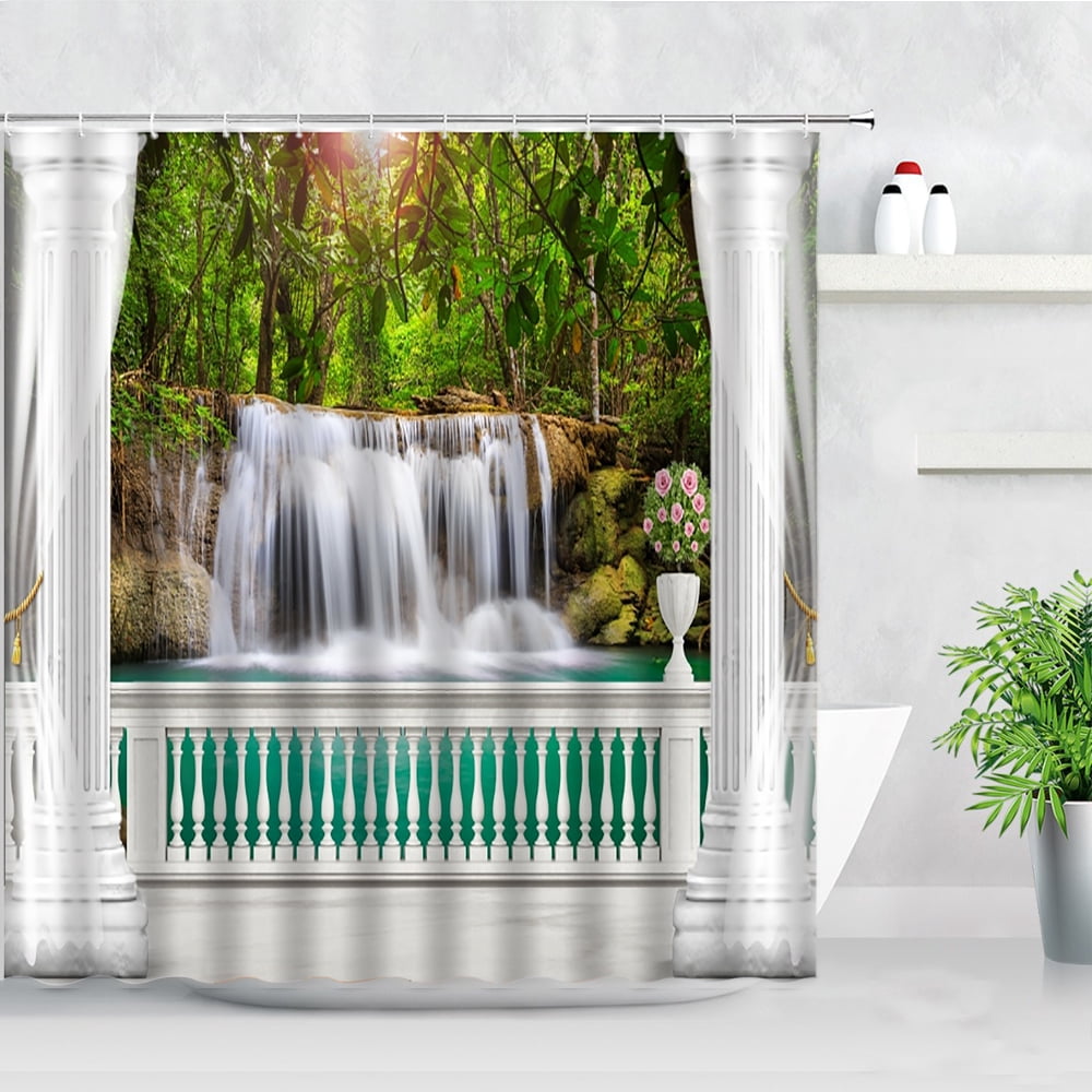 Curtain Bath Waterproof Decor Wall Scenery Creative Style European ...