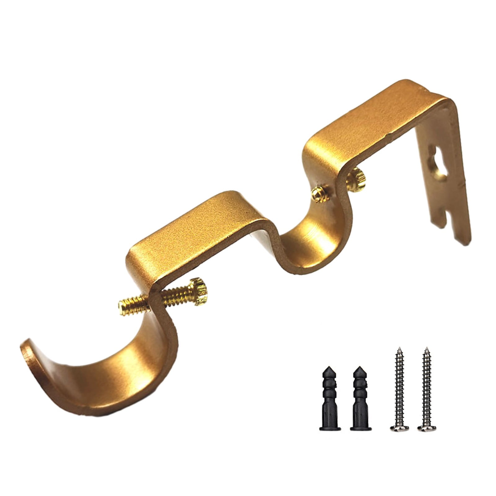 Curtain Brackets Double Pole Rod Holder Wall Bracket Hook With Screws ...