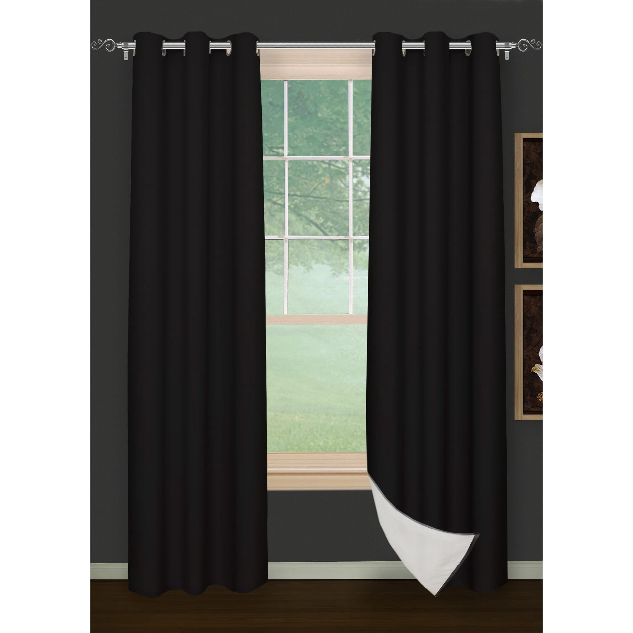 Curtain Brick Blackout 2PK Black - 84" x 38" - Walmart.com