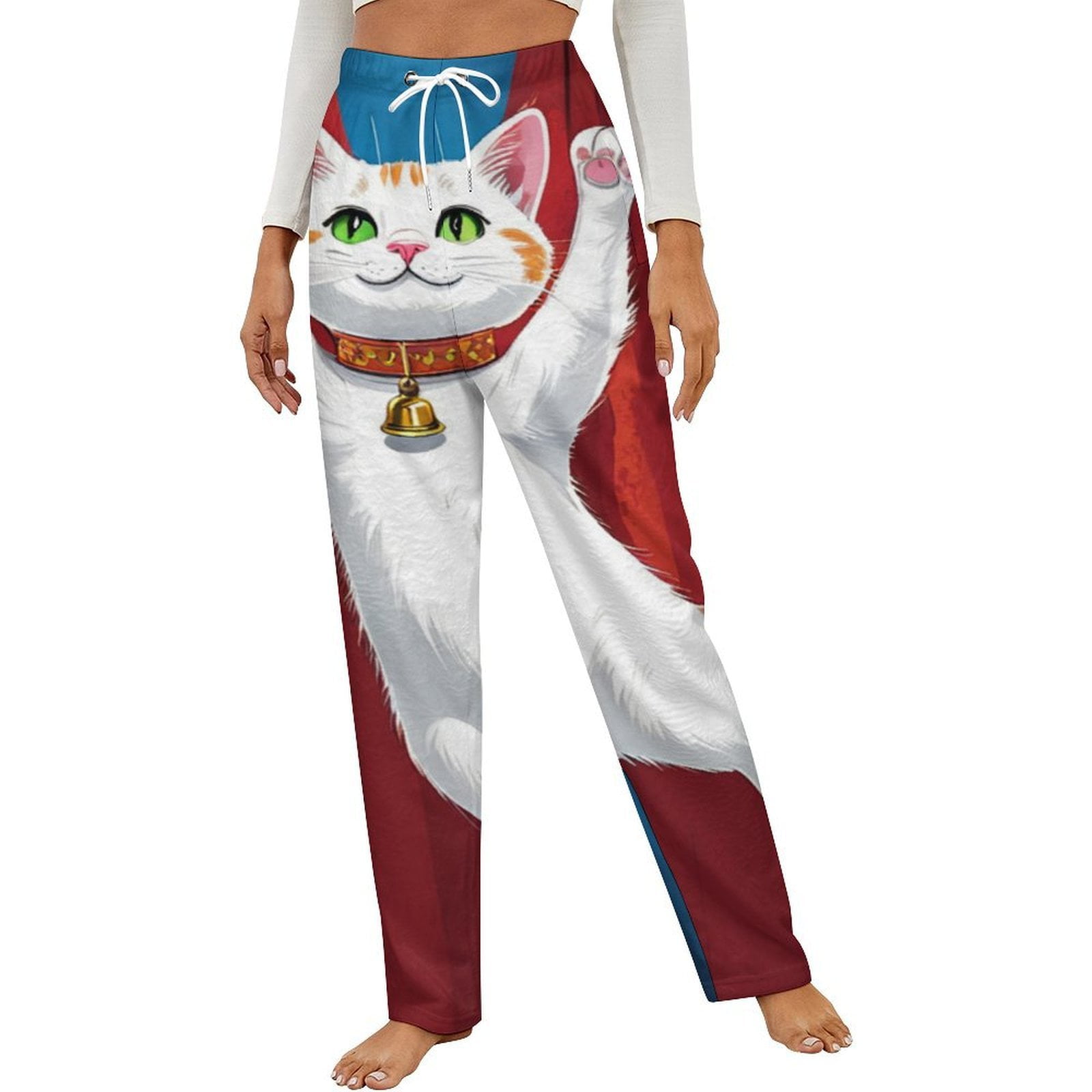Curtain Cat Performance Winter Female Pants Flannel High Waist Women ...