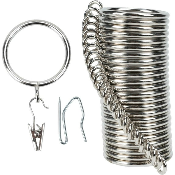 Curtain-Clip Rings with Hooks Drapery-Decorative - 2 Inch Inside ...