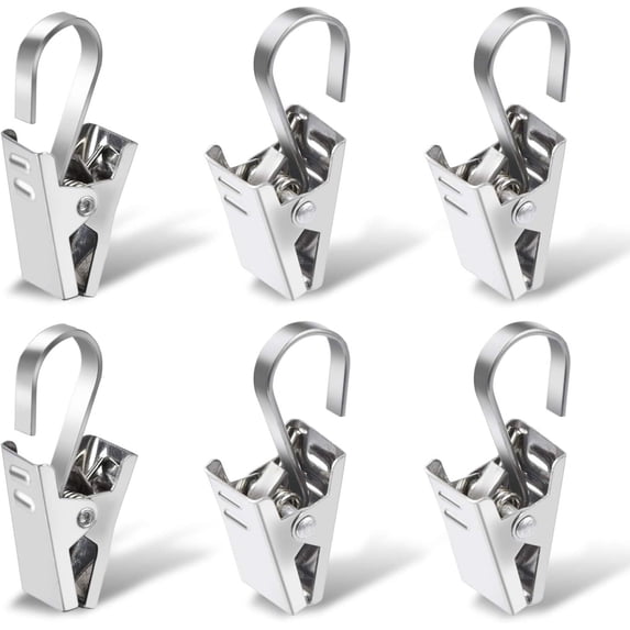 Siloon Curtain Clips 25 Pack Stainless Steel Light Clips Hooks Wide ...