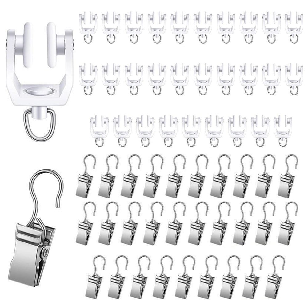 Curtain Clips & Pulleys Set 30pcs pulleys & 30PCS Curtain Clips with ...
