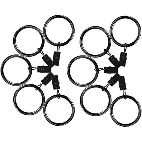 Curtain Clips with Rings - 40 Pack Curtain Rings Curtain Hooks Black ...