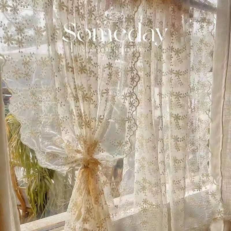 Curtain Embroidery Screen Window Lace Curtain Bedroom Bay Window Door ...
