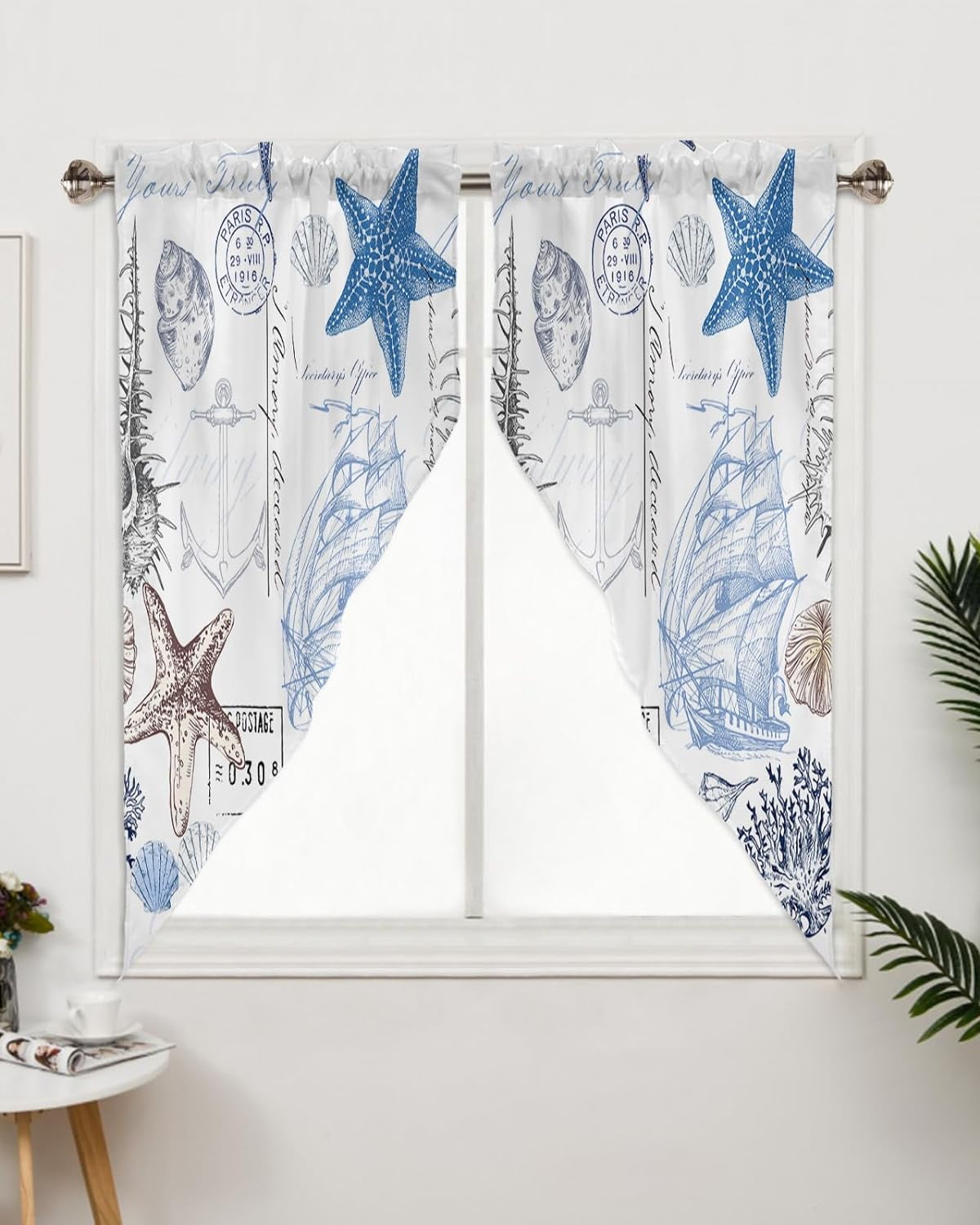 Curtain Fall Thanksgiving Watercolor Pumpkin Kitchen Valances Rod ...