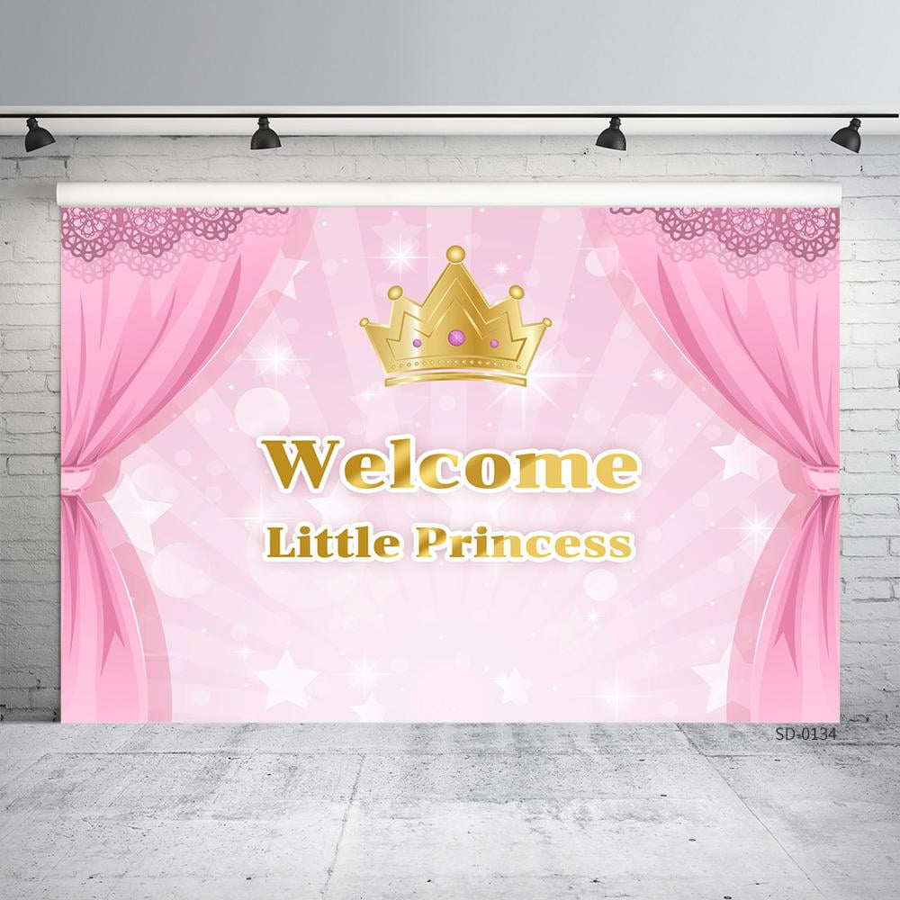Curtain Golden Crown Little Princess Birthday Party Backgrounds Baby ...